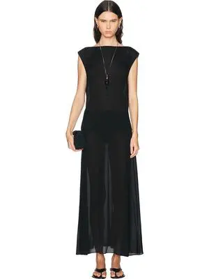 ST. AGNI Stretch Silk Bateau Dress