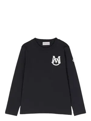 Moncler Logo Patch Long Sleeve T-shirt - Midnight Blue
