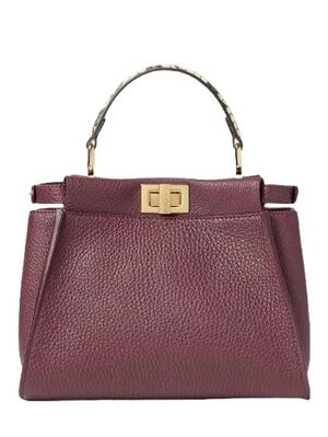 FENDI Fendi Peekaboo Mini Burgundy Cuoio Romano Leather Bag