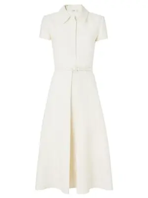 Fendi Belted Shirt Dress With Pleated Silhouette - Ivory