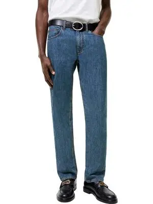 Burberry Wide Leg Denim Trousers - Blue