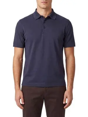 Herno Short-sleeve Polo Shirt In Pure Cotton With Classic Collar - Blue