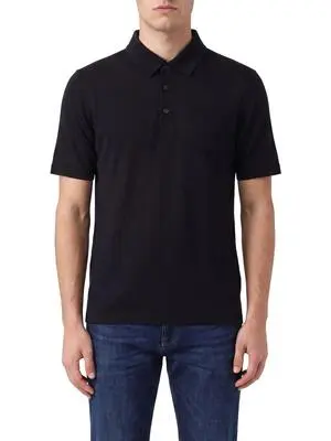 Herno Short-sleeve Cotton Polo Shirt With Three-button Placket - Black