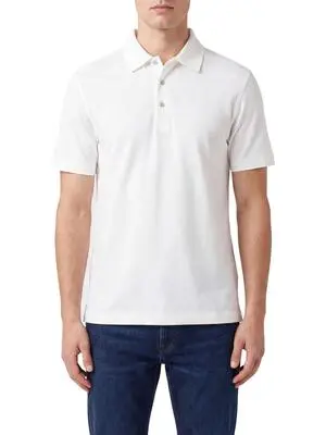 Herno Short-sleeve Cotton Polo Shirt With Three-button Placket - White