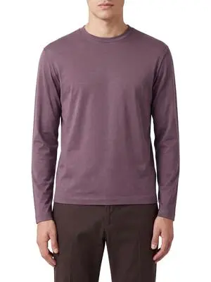 Herno Long-sleeve Crewneck T-shirt In Cotton - Brown