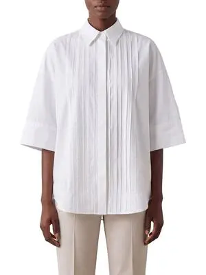PAROSH Pleated Shirt - White