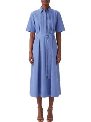 PAROSH P.a.r.o.s.h. Belted Midi Shirt Dress - Blue