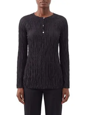 PAROSH Textured Button-up Shirt - Black