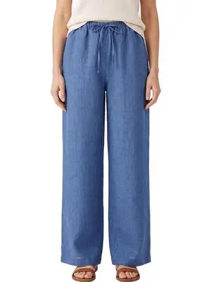 RÓHE Wide Leg Drawstring Trousers - Blue