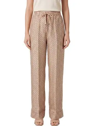Herno Monogram Print Wide Leg Trousers - Beige