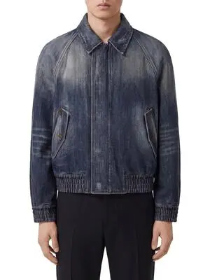 Burberry Cotton Denim Shirt Jacket With Elasticated Cuffs And Hem - Blue