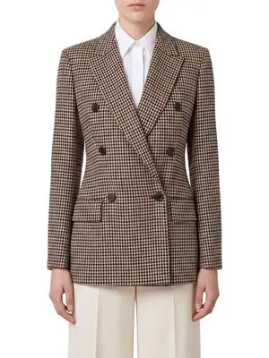 Max Mara Double-breasted Houndstooth Blazer - Black