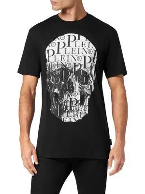 Philipp Plein Cotton T-shirt With Skull Print And Hexagon Logo - Black