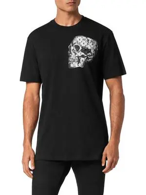 Philipp Plein Cotton T-shirt With Skull Print And Hexagon Logo - Black