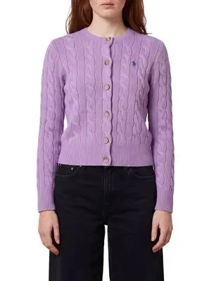 Polo Ralph Lauren Polo Ralph Lauren Crewneck Knit Wool Cardigan With Embroidered Pony Logo Pink