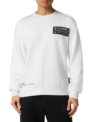 PLEIN SPORT Cotton Crewneck Sweatshirt With Printed Logo - White