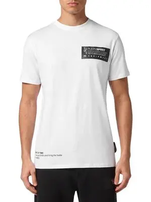 PLEIN SPORT Slim Fit Cotton T-shirt With Logo Print On The Chest - White