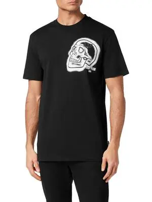 Philipp Plein Skull Print Cotton T-shirt With Logo - Black