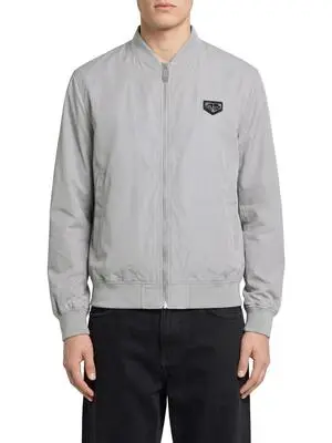 Philipp Plein Lightweight Nylon Bomber Jacket With Iconic Collar And Logo - Grey