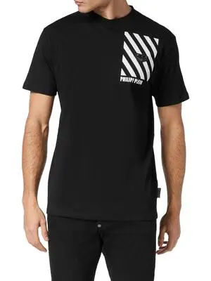 Philipp Plein Slim Fit Cotton T-shirt With Contrasting Logo - Black