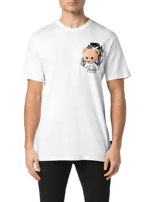 Philipp Plein Teddy Bear Print Cotton T-shirt With Logo - White