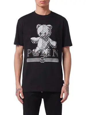 Philipp Plein Dropped Shoulder Teddy Bear Print Cotton T-shirt - Black