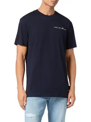 Philipp Plein Cotton T-shirt With Contrasting Chest Logo - Blue