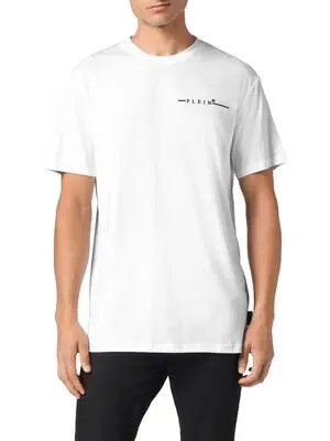 Philipp Plein Cotton T-shirt With Contrasting Chest Logo - White