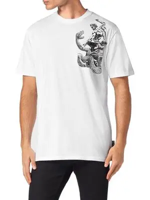 Philipp Plein Cotton T-shirt With Snake Graphic Print And Contrast Logo - White