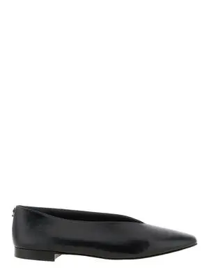 JIMMY CHOO Margot Smooth Leather Ballerina Flats With Rear Monogram - Black