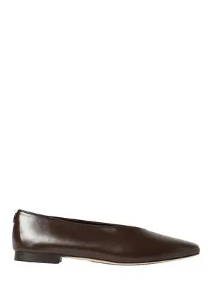 JIMMY CHOO Margot Smooth Leather Ballerina Flats With Rear Monogram - Brown