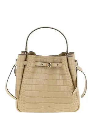 Tory Burch Leather Bucket Bag - Beige