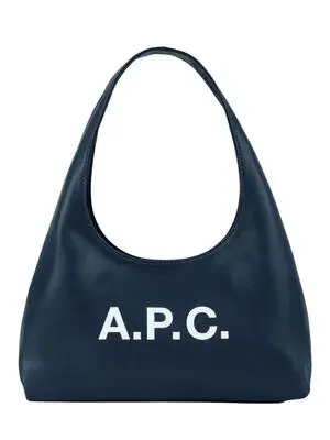 A.p.c. Ninon Flared Shoulder Bag With Printed Logo - Blue