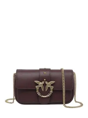 Pinko Pinko Love Bag Pocket Mini Crossbody Bag In Leather With Crystals And Studs Red
