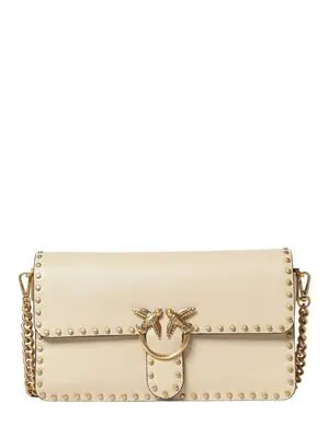 Pinko Pinko Love Bag Slouchy Studded Leather Crossbody Bag Beige