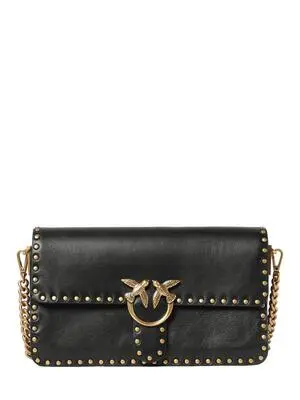 Pinko Love Bag Slouchy Studded Leather Crossbody Bag - Black