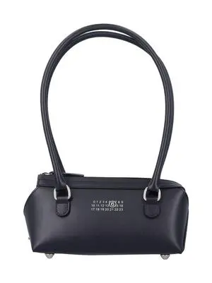 MAISON MARGIELA Mm6 Maison Margiela Bowling Mini Leather Shoulder Bag With Numeric Logo Black
