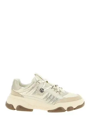 Pinko PINKO Leather And Suede Sneakers Platinum