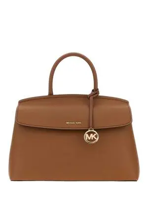 Michael Kors Freddie Leather Handbag With Removable Strap And Charm - Brown