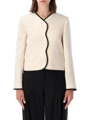 Valentino Garavani Textured Trimmed Jacket - Beige