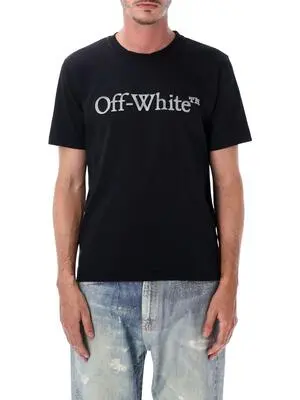 Off-White Short-sleeved Cotton T-shirt With Contrasting Logo Print - Black