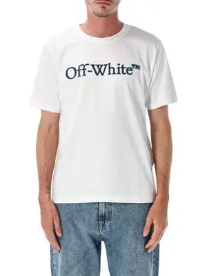 Off-White Short-sleeved Cotton T-shirt With Contrasting Logo Print - White