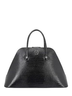 Philipp Plein Crocodile Effect Shoulder Bag - Black