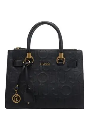 Liu Jo Textured Monogram Shoulder Bag - Black