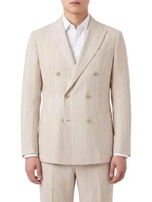 Eleventy Double Breasted Striped Blazer - Sand