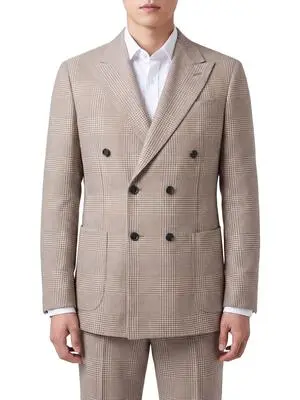 SARTORIO NAPOLI Double Breasted Plaid Blazer - Beige