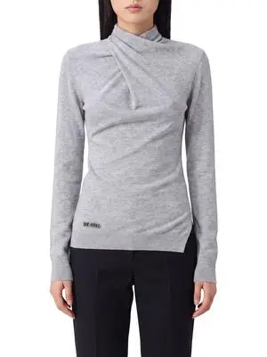 Attico Draped High Neck Sweater - Grey