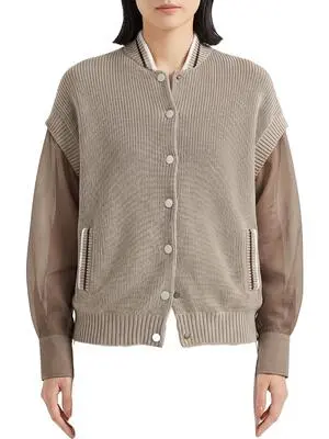 Brunello Cucinelli Cotton Bomber Jacket - Beige