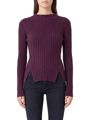 Victoria Beckham Ribbed High Neck Sweater - Red