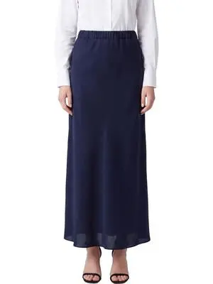 Max Mara Max Mara High-Waisted Silk Crêpe Pencil Maxi Skirt Blue
